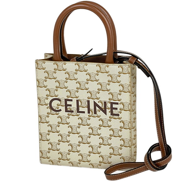 Celine | Bags | Celine Mini Vertical Hippo Triomphe 2way Handbag White ...